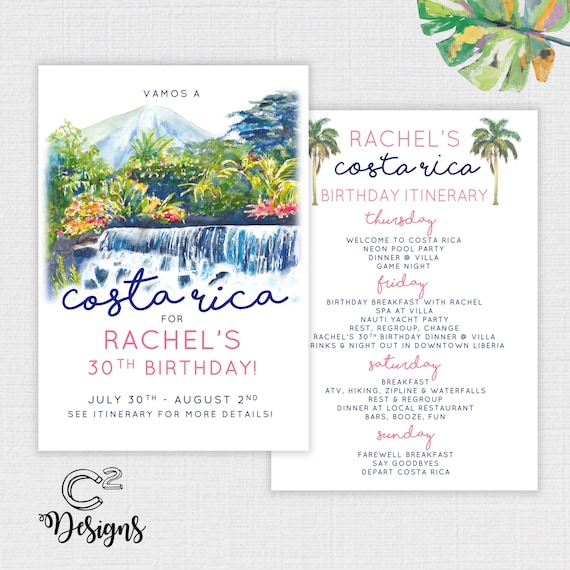 Costa Rica Birthday/bachelorette Weekend Invitation - Etsy