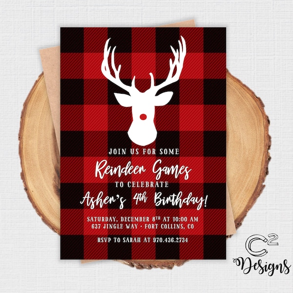 Reindeer Party Invitation - Etsy