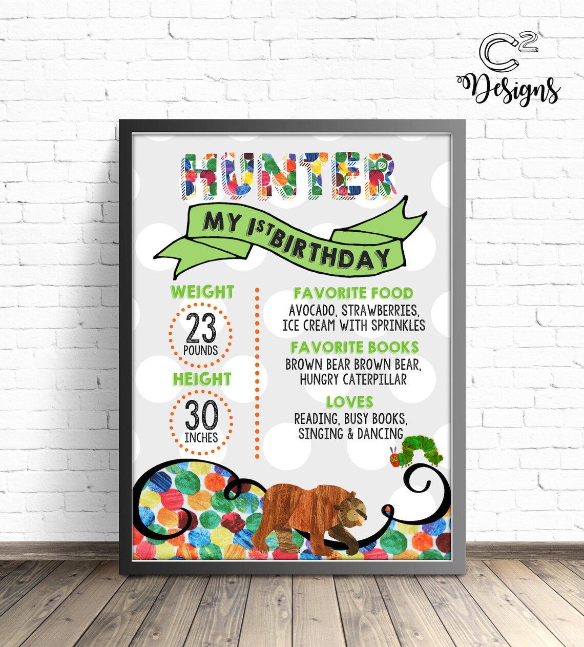 Brown Bear Birthday Board Sign - Digital File - Etsy