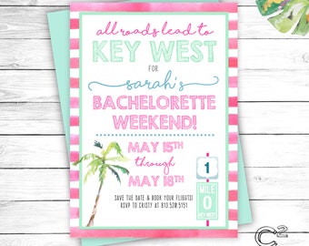 Key West Bachelorette Beach Weekend With Itinerary Template | Etsy