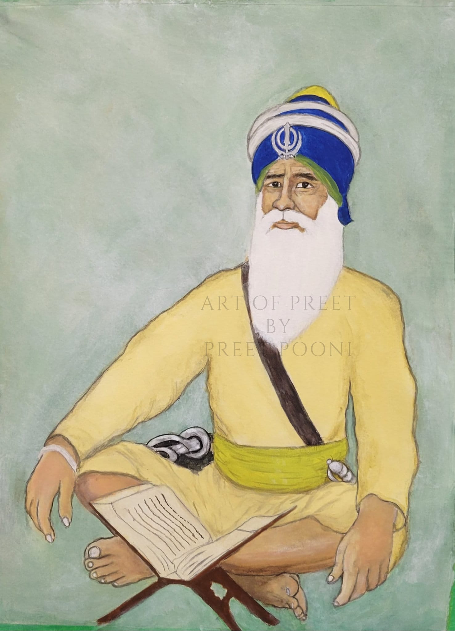 Hand Painted Baba Deep Singh Ji Painting Print | Sikh Art | Sikh ...