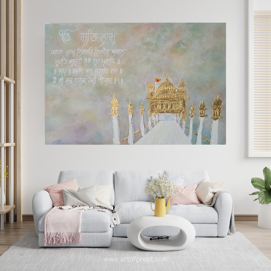 Golden Temple Abstract Painting, Modern Wall Art Decor, Original ...