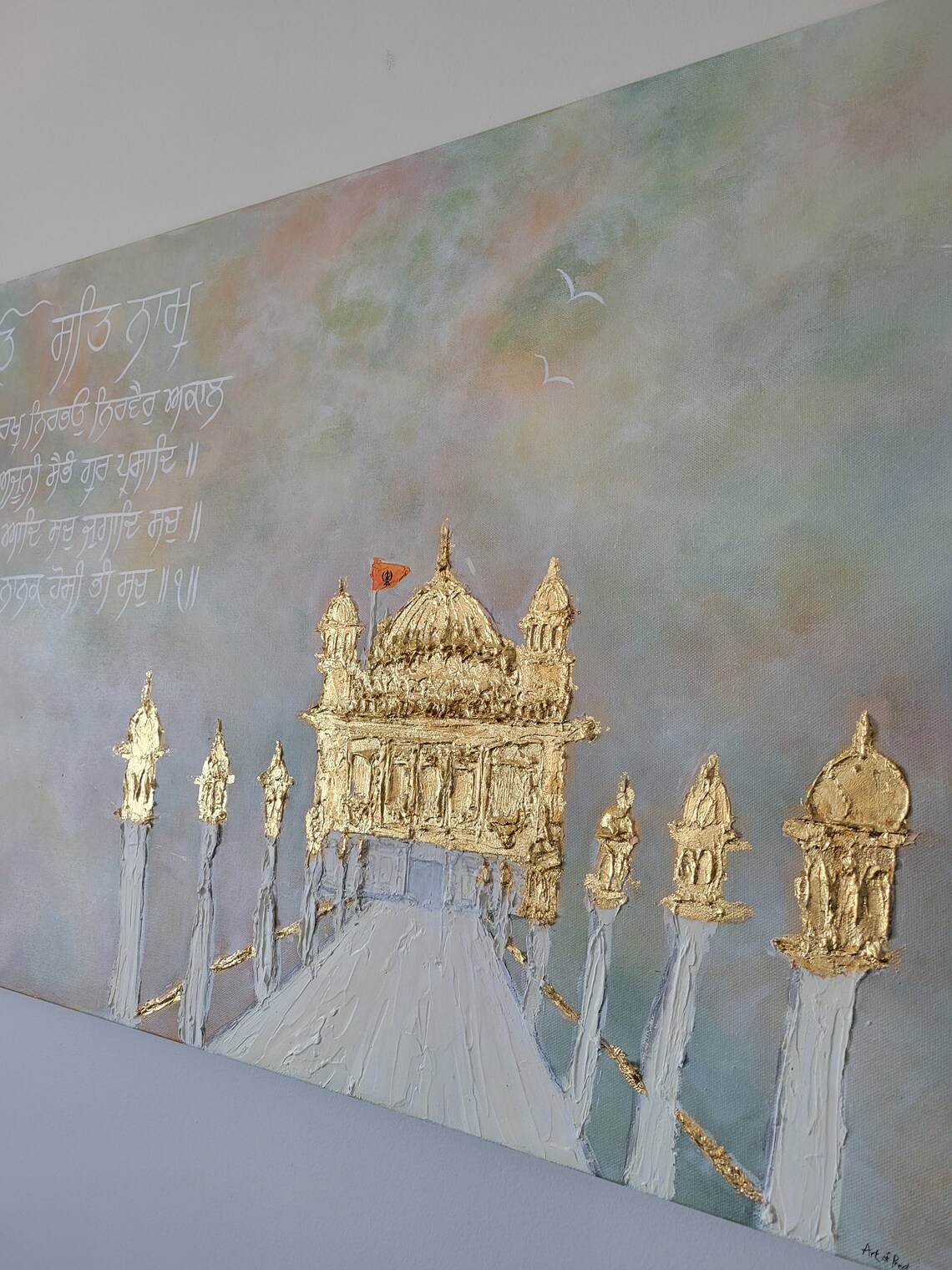 Golden Temple Abstract Painting, Modern Wall Art Decor, Original ...