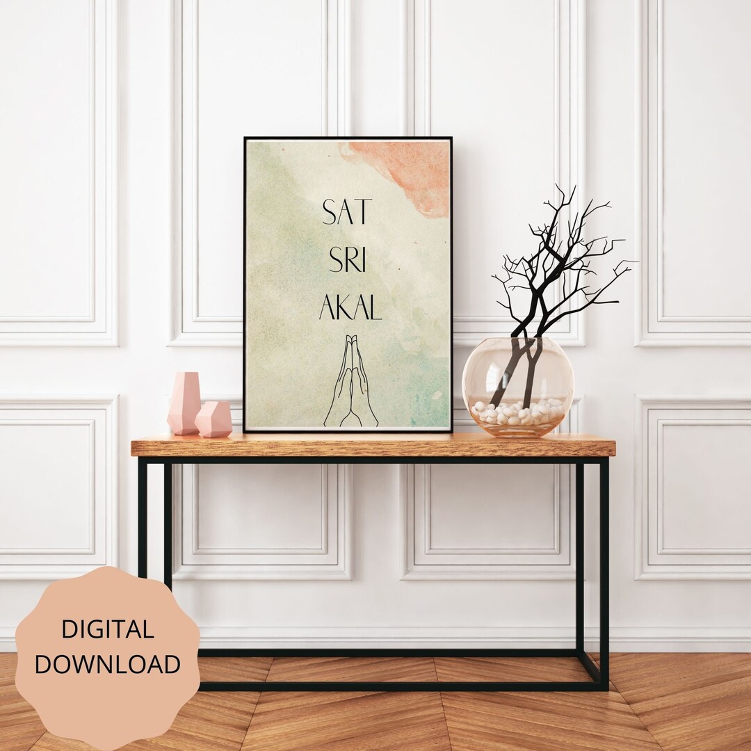 SAT SRI AKAL | Digital Download | Punjabi Greeting Sign Wall Art ...