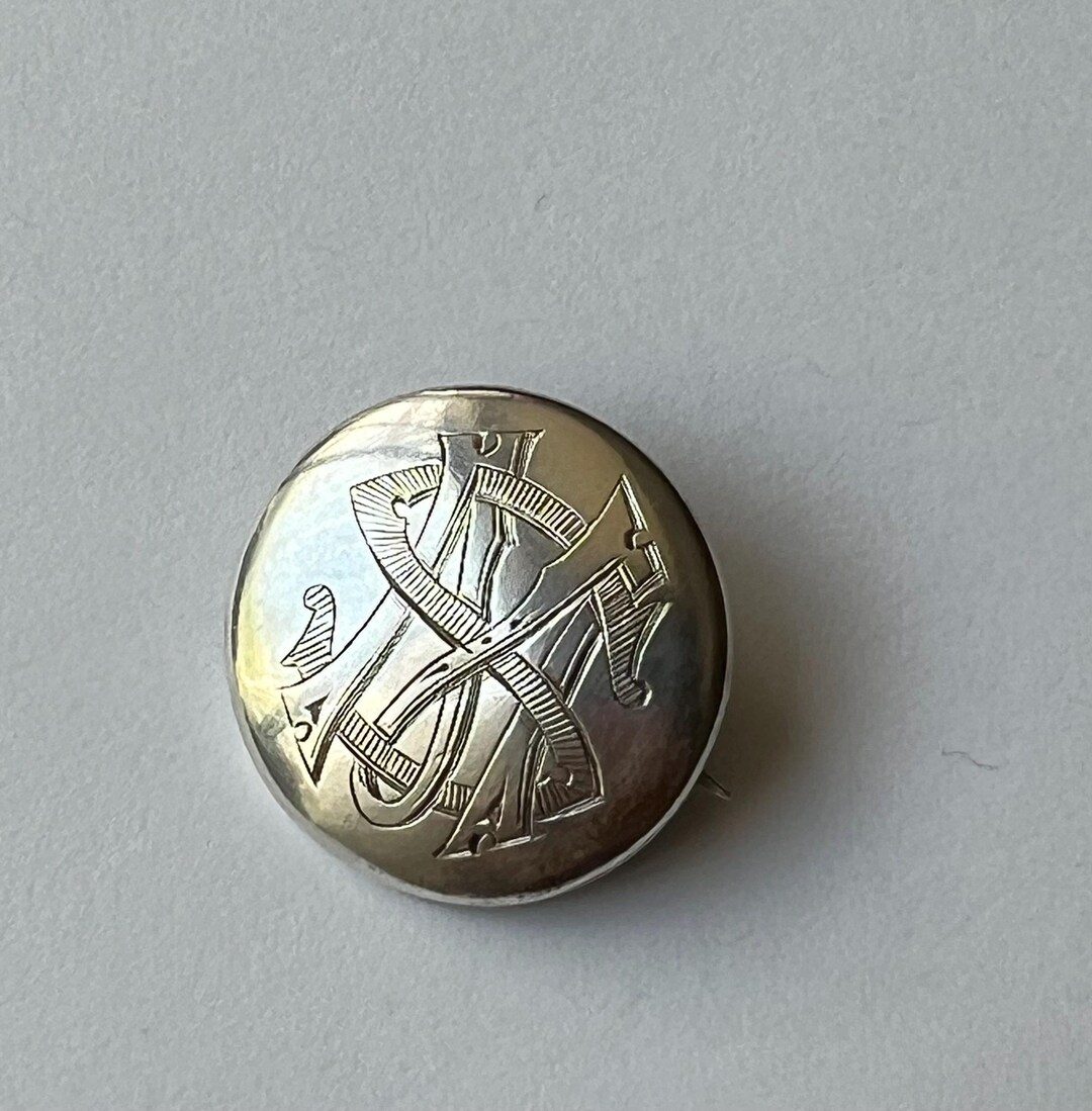 Round Sterling Silver 1920s Monogram Pin sm Initials - Etsy
