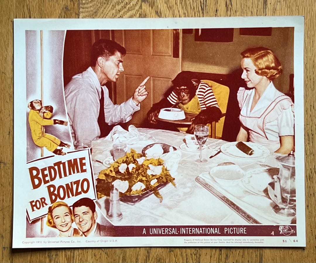 Bedtime for Bonzo Lobby Card: 1951 Ronald Reagan, Diana Lynn Movie Ad ...