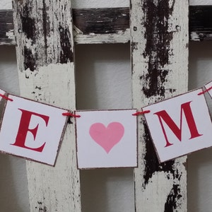 Valentine Banner Garland Be My Valentine Shabby Chic 2 Piece Banner Red ...