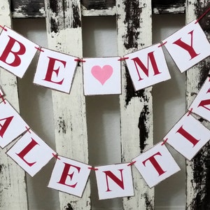 Valentine Banner Garland Be My Valentine Shabby Chic 2 Piece Banner Red ...