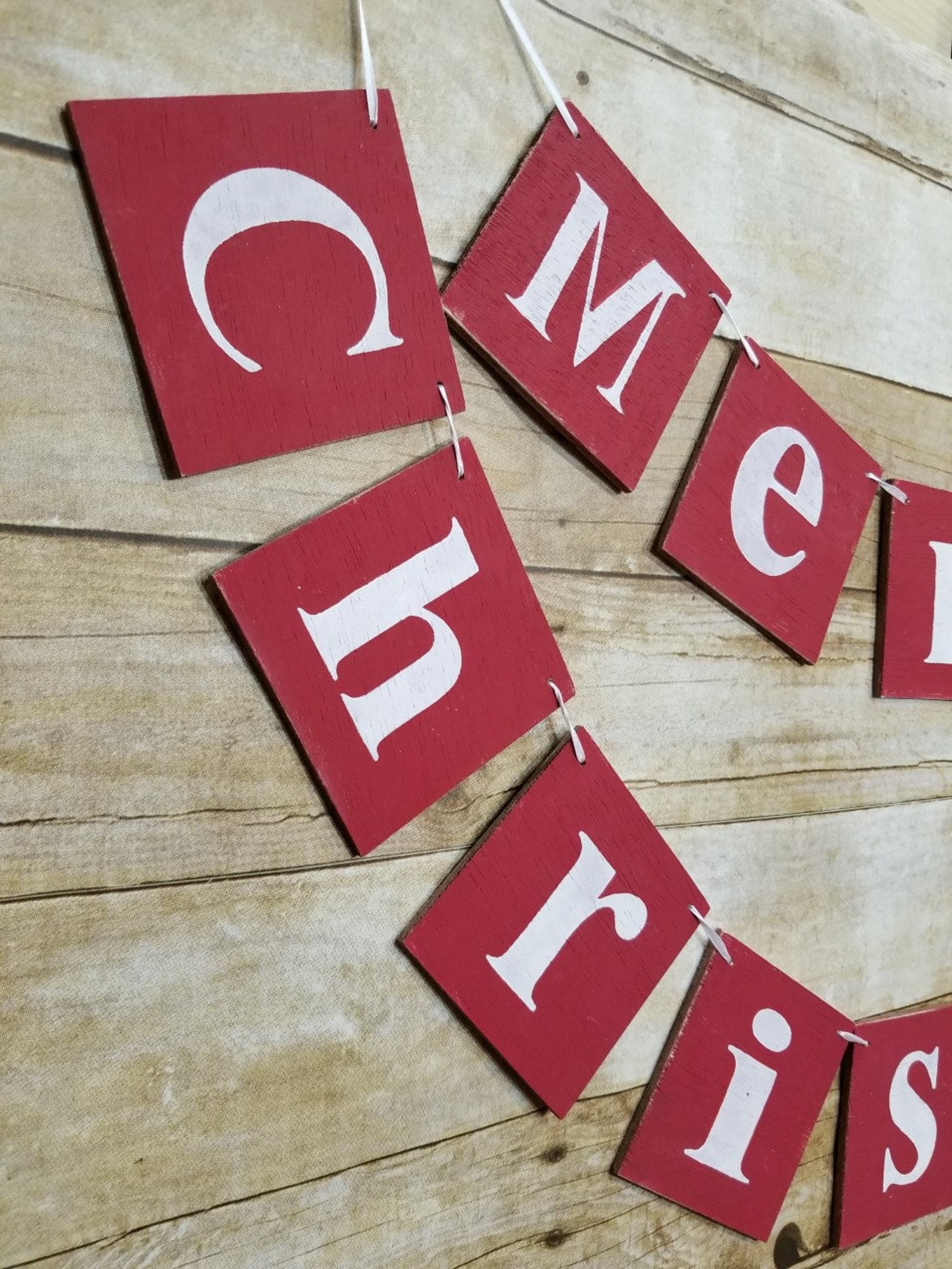 Merry Christmas Banner 4 X 4 Wood Tiles Red Etsy merry-christmas-banner-4-x-4-wood-tiles-red-etsy