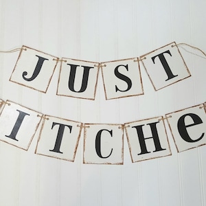 Just Hitched | 2 Piece Garland | 4 X 4 Rustic Banner | Wedding Banner ...