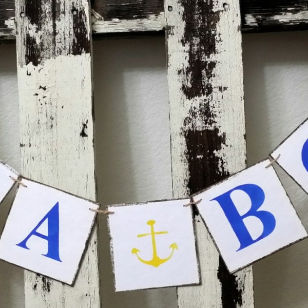 Welcome Aboard Baby Shower Nautical Banner Nursery Garland 2 Piece ...