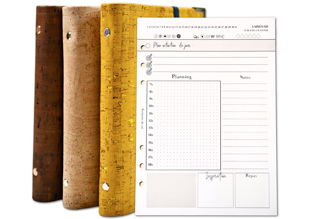 Refills A5 Undated Day Planner for Organizer, Inserts A5 French Day ...