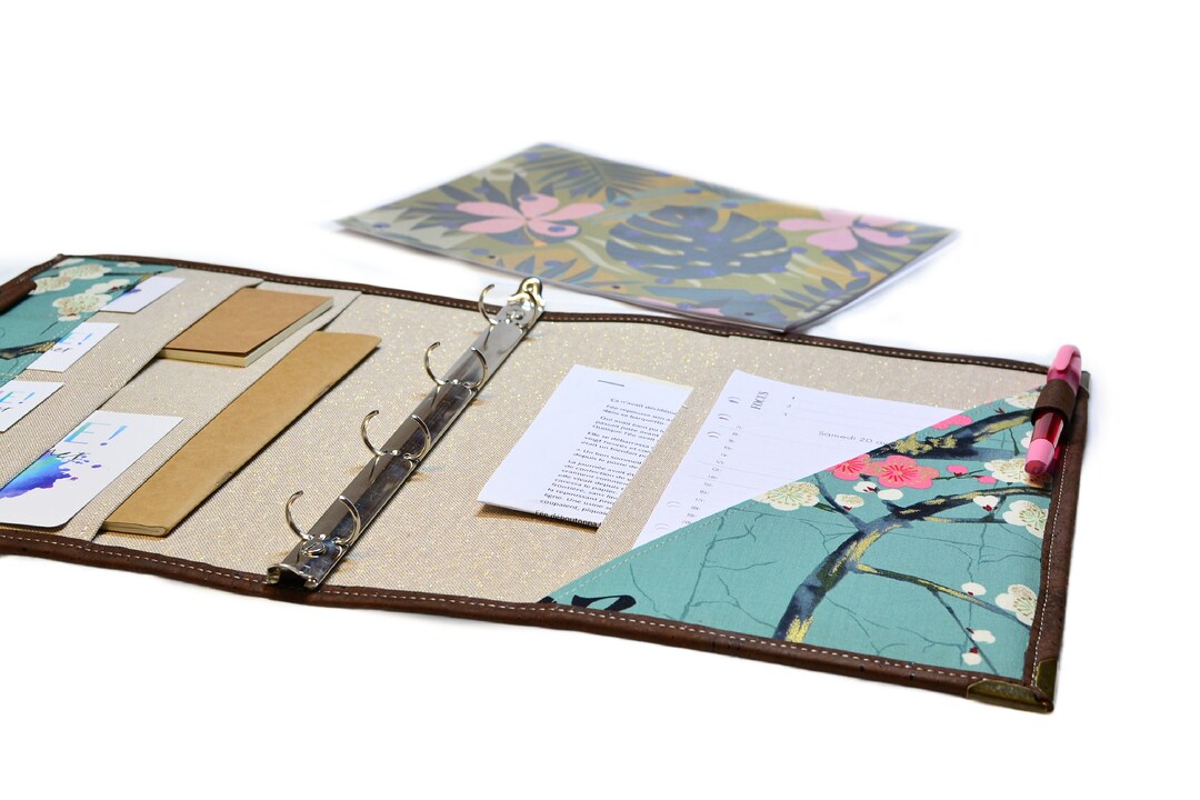 A4 Cork and Cotton Ring Binder in Tobacco and Petrol Blue; Brown and ...