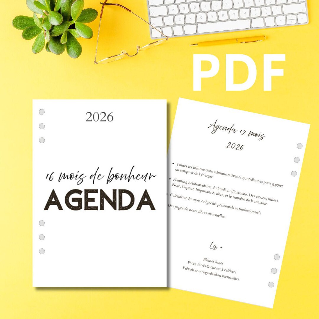 Digital File to Print 2026 Agenda in French – 12 Months – Weekly ...
