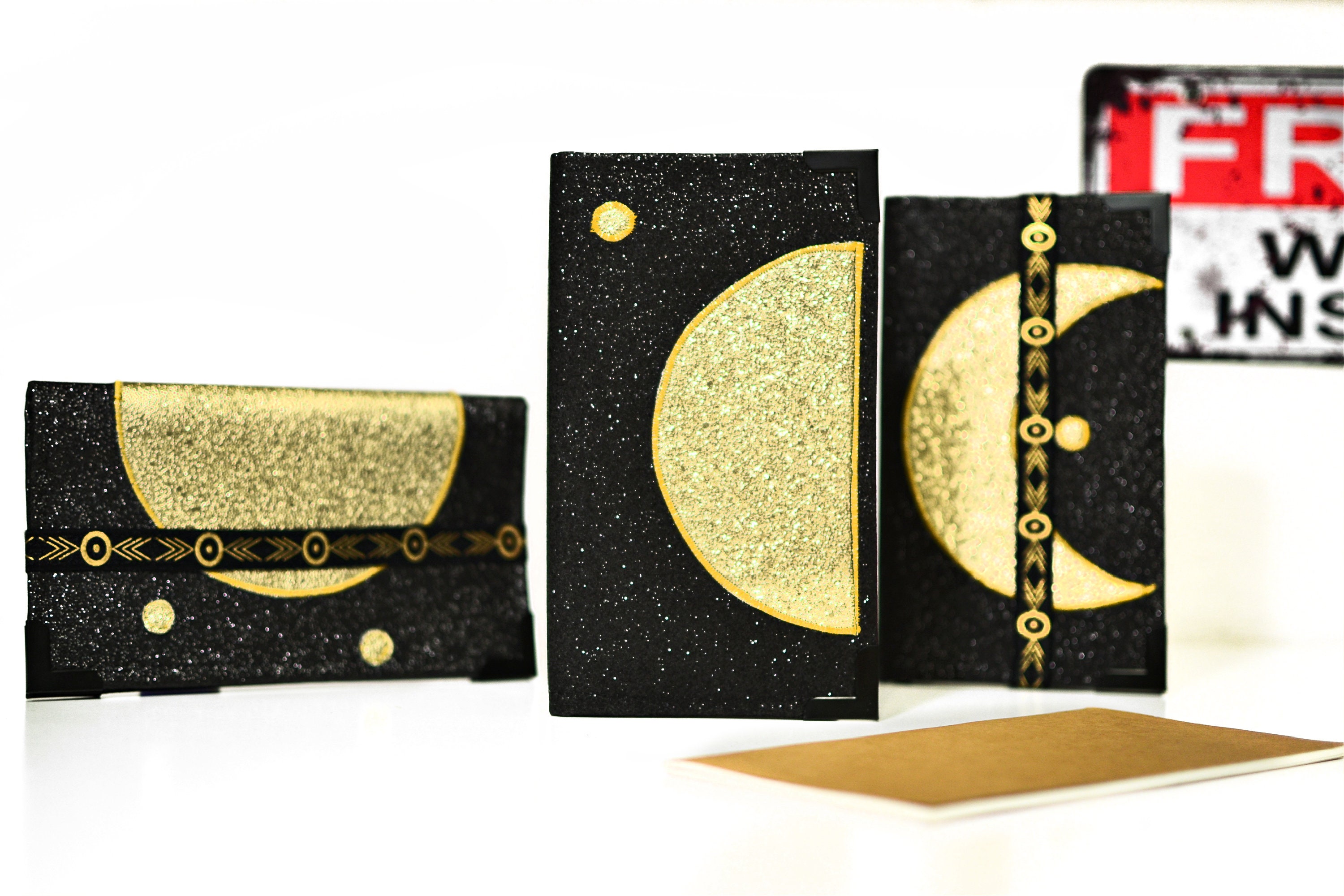 Golden Moon organizer wallet wallet in black faux leather | Etsy