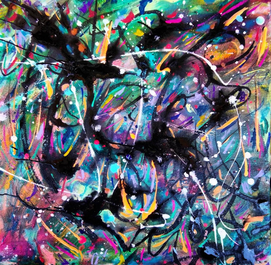 Tragic-abstract Acrylic and Ink-canvas-wall Art-12x12 - Etsy