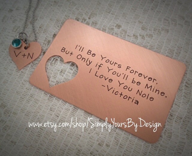 Copper Wallet Card Custom Wallet Insert with Necklace | Etsy