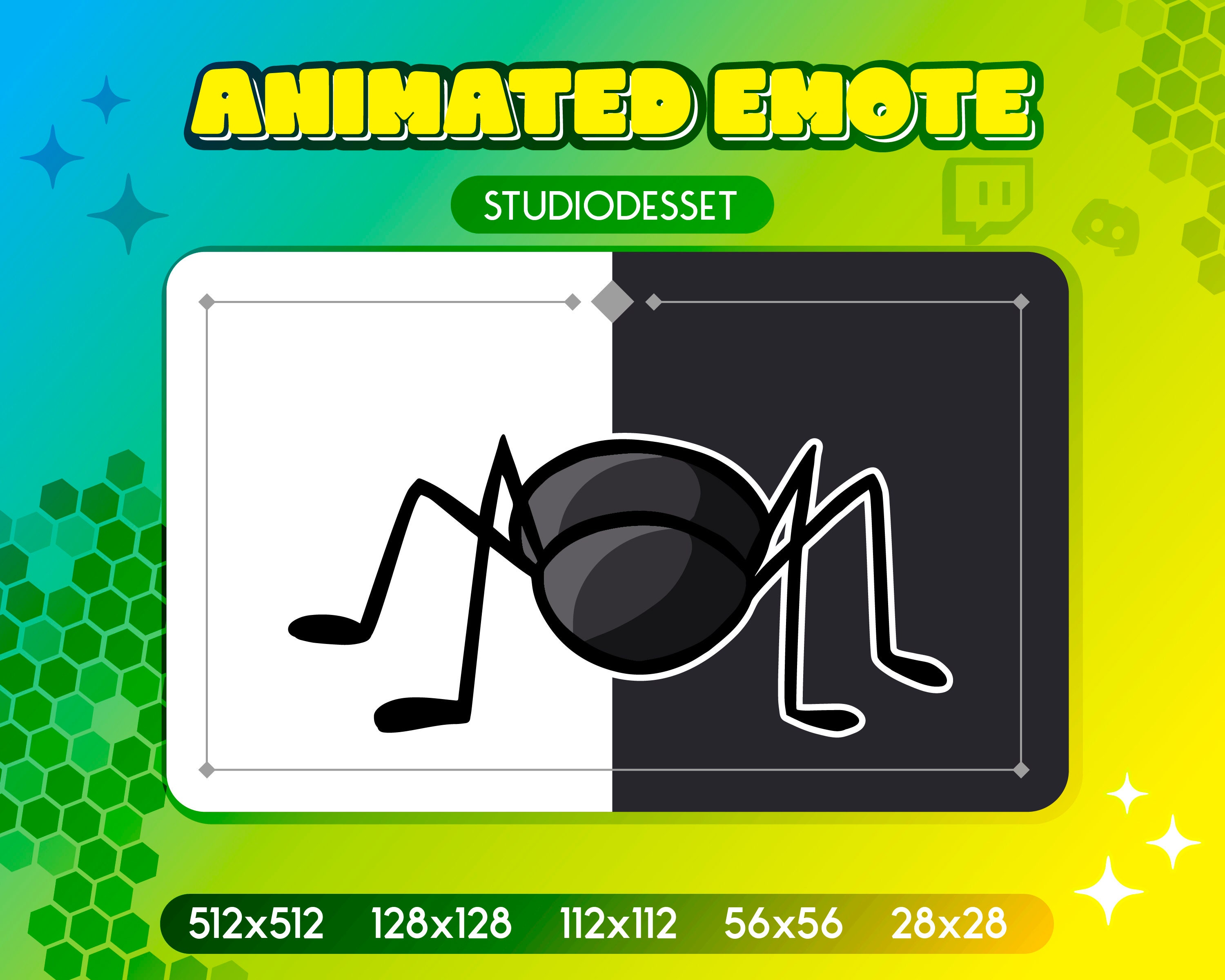 Spider Animated Twitch Emote Halloween Emote for Streamers Black Spider ...