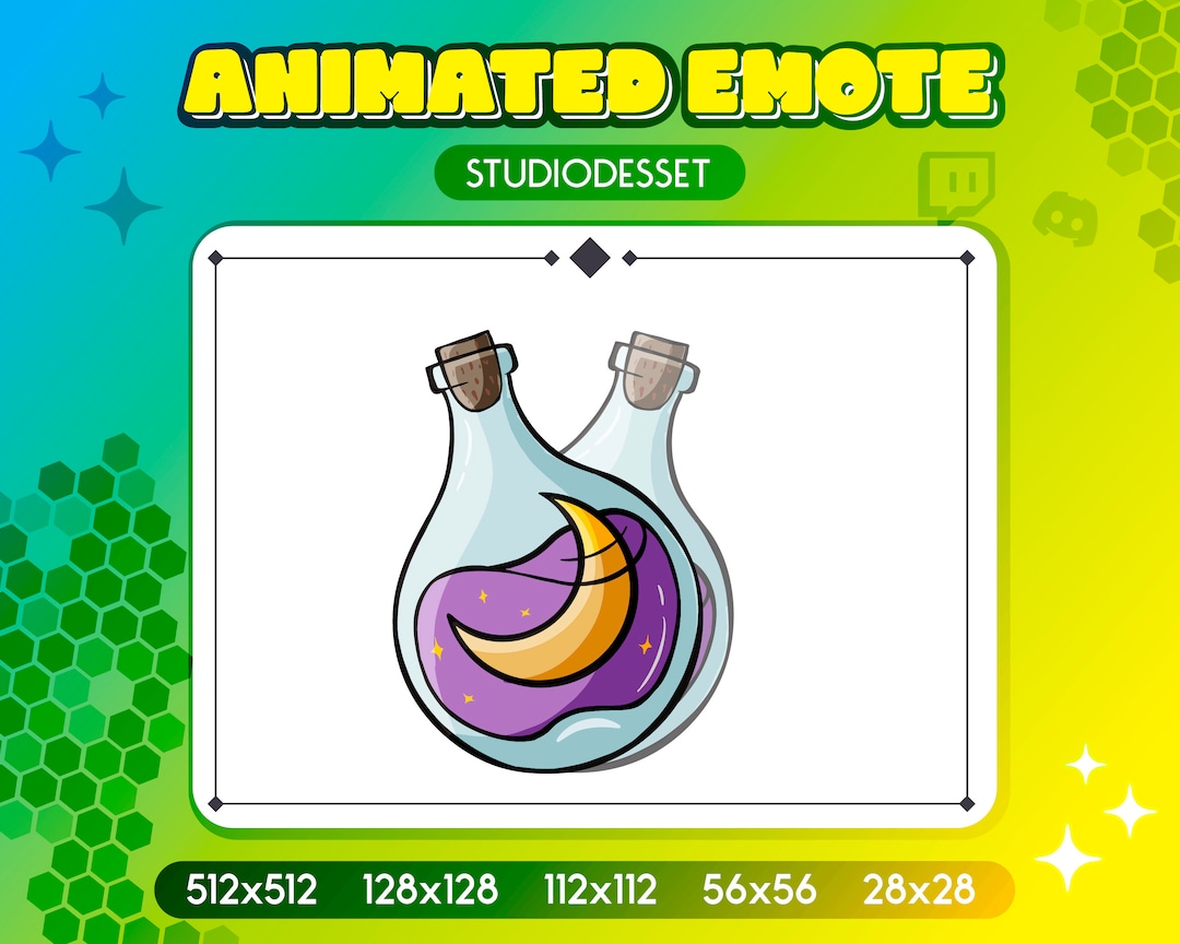 Animated Twitch Emote Witch Poison Emote for Streamers Crescent Moon ...