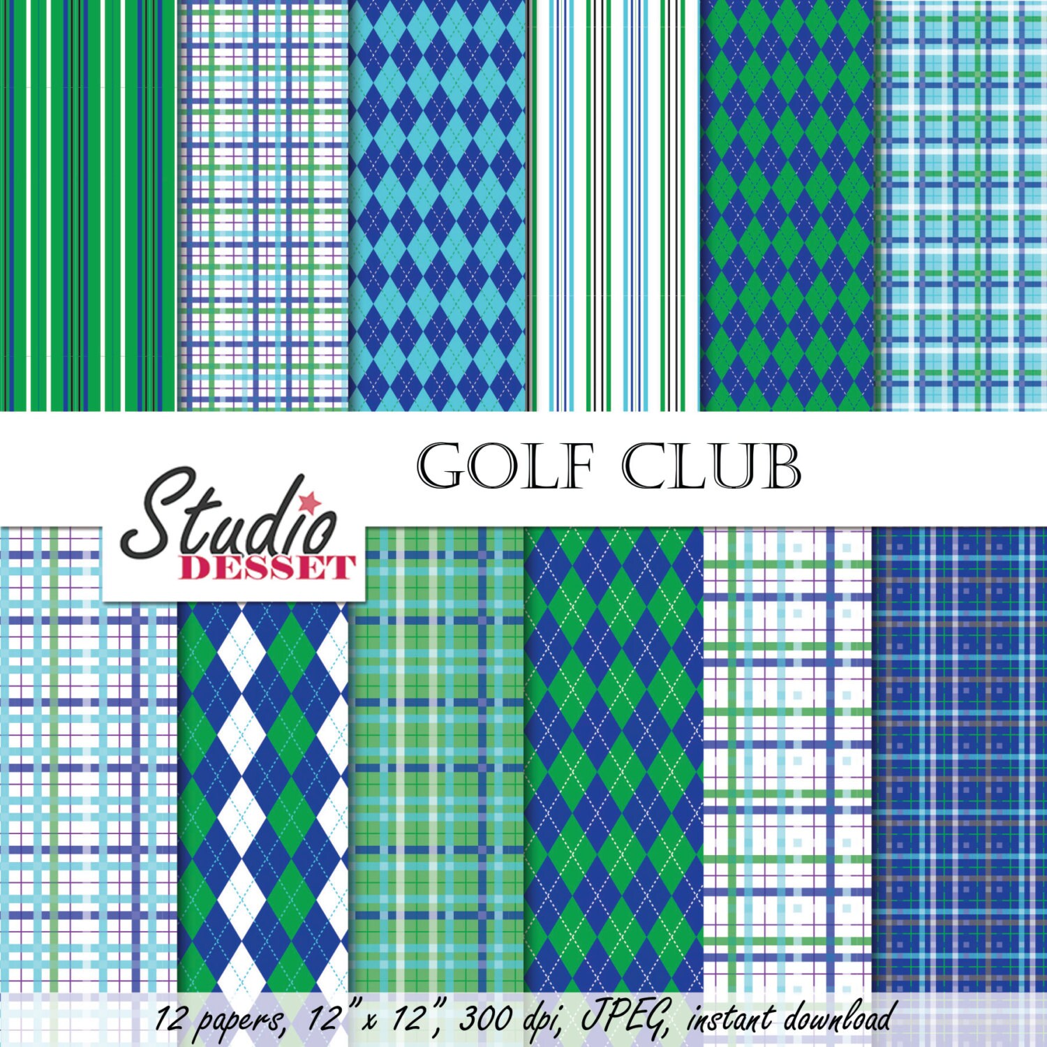Golf Printable Papers 12 designs Golfer Digital Paper for | Etsy