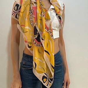 60s Pucci Sheer Silk Maxi Scarf Psychedelic Ribbons and Bows Mandala ...