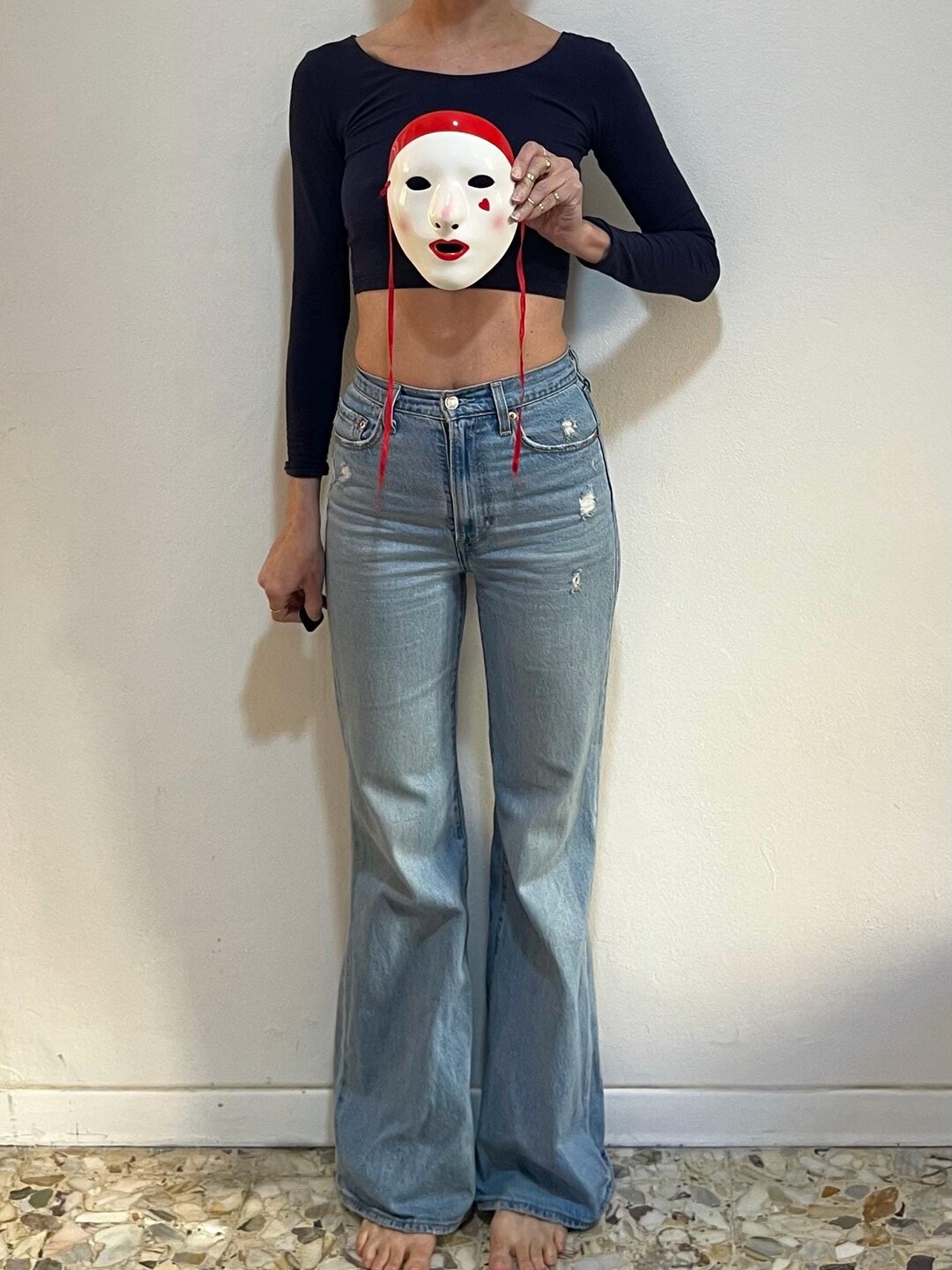 80s Made in Japan Mime Mask Porcelain Ceramic Clown Wall Hanging Heart ...