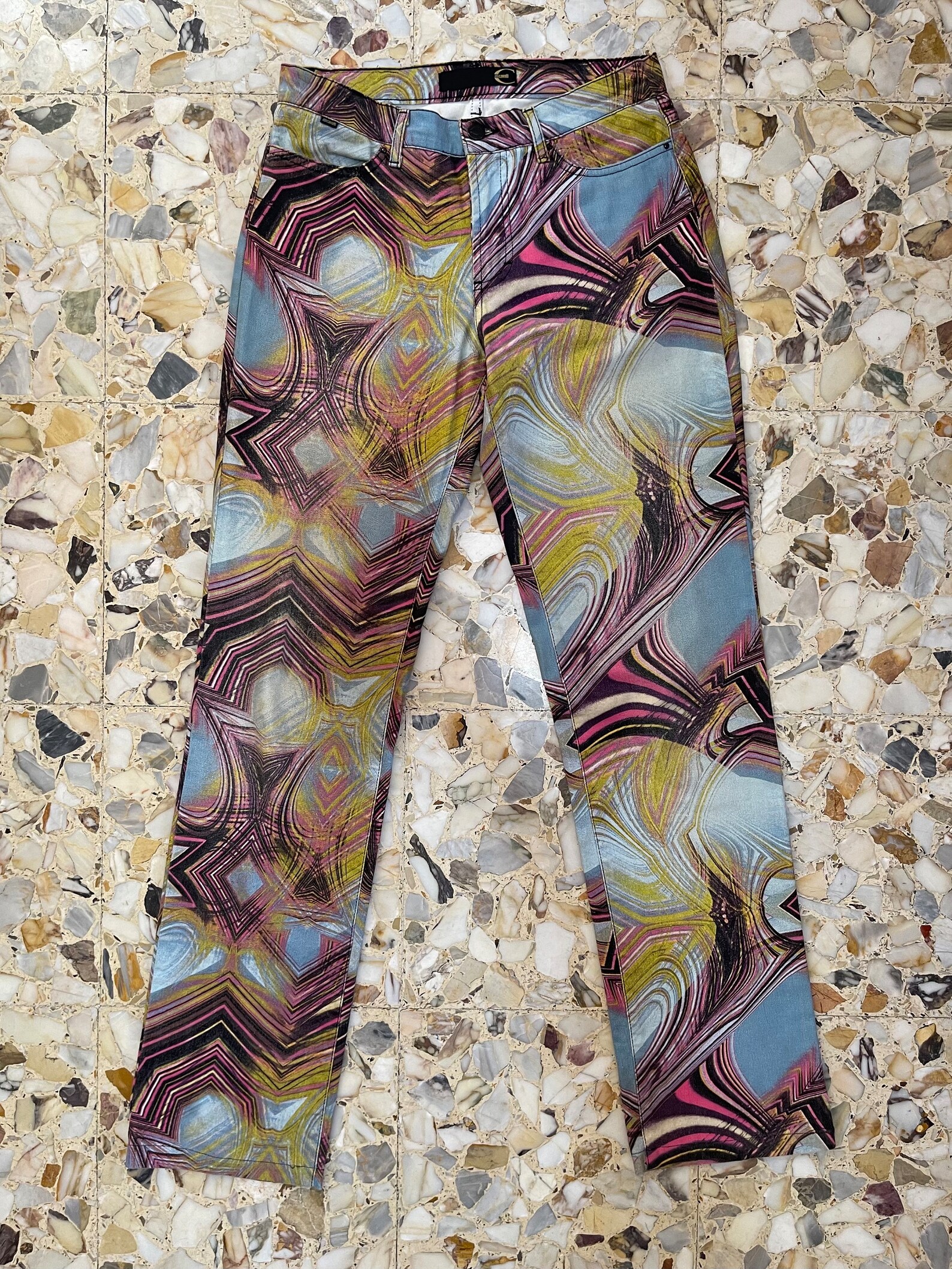 Y2K Cavalli Euro Trash Psychedelic Trippy Stretch Vintage Jeans ...