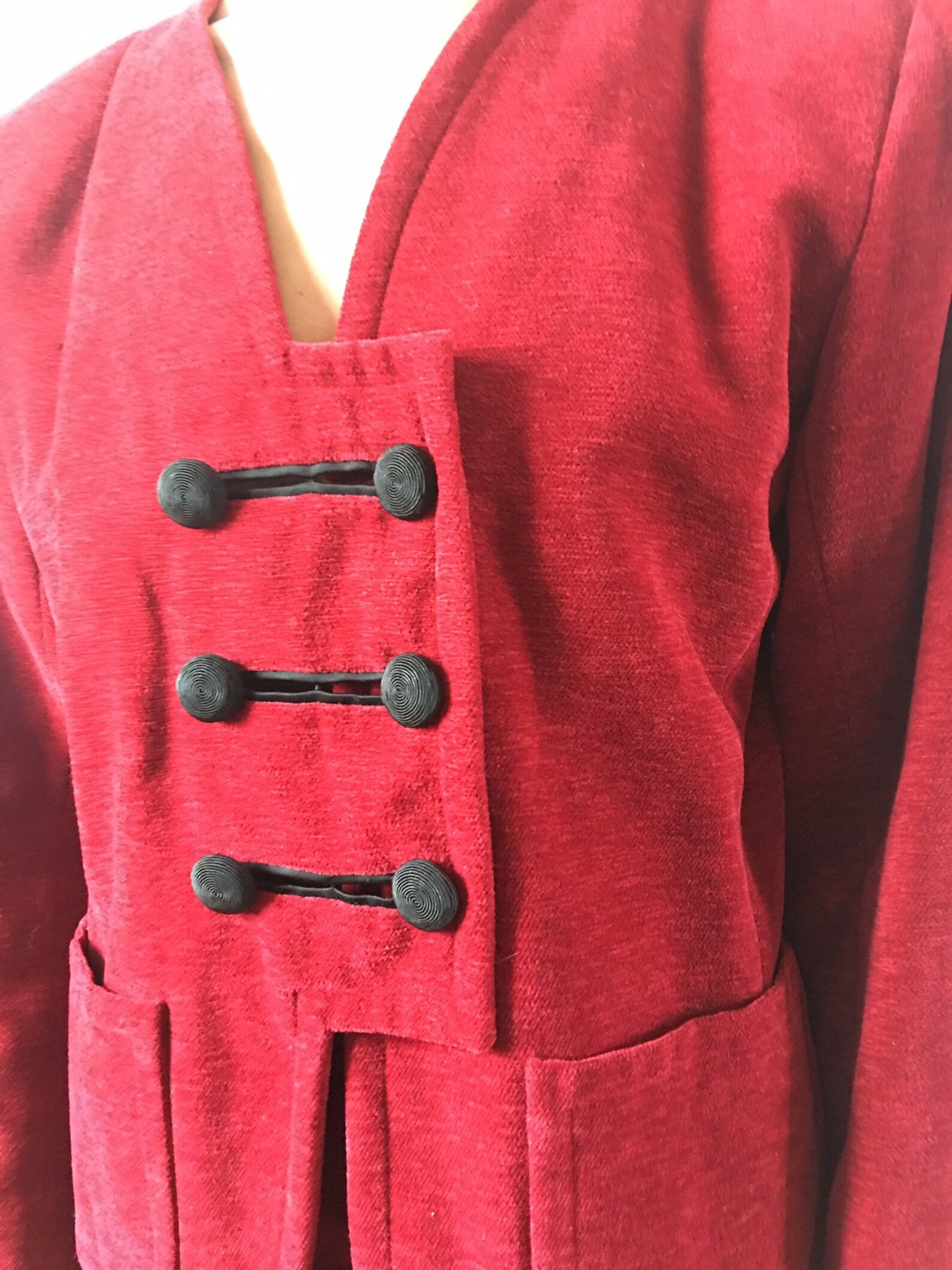 80s Yves Saint Laurent Rive Gauche Cotton Velour Uniform Jacket With ...