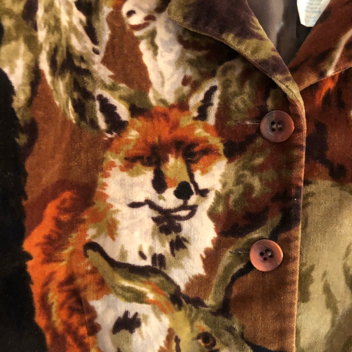 80s Kenzo Jungle Velvet Animal Print Blazer Bears Foxes Wolves - Etsy