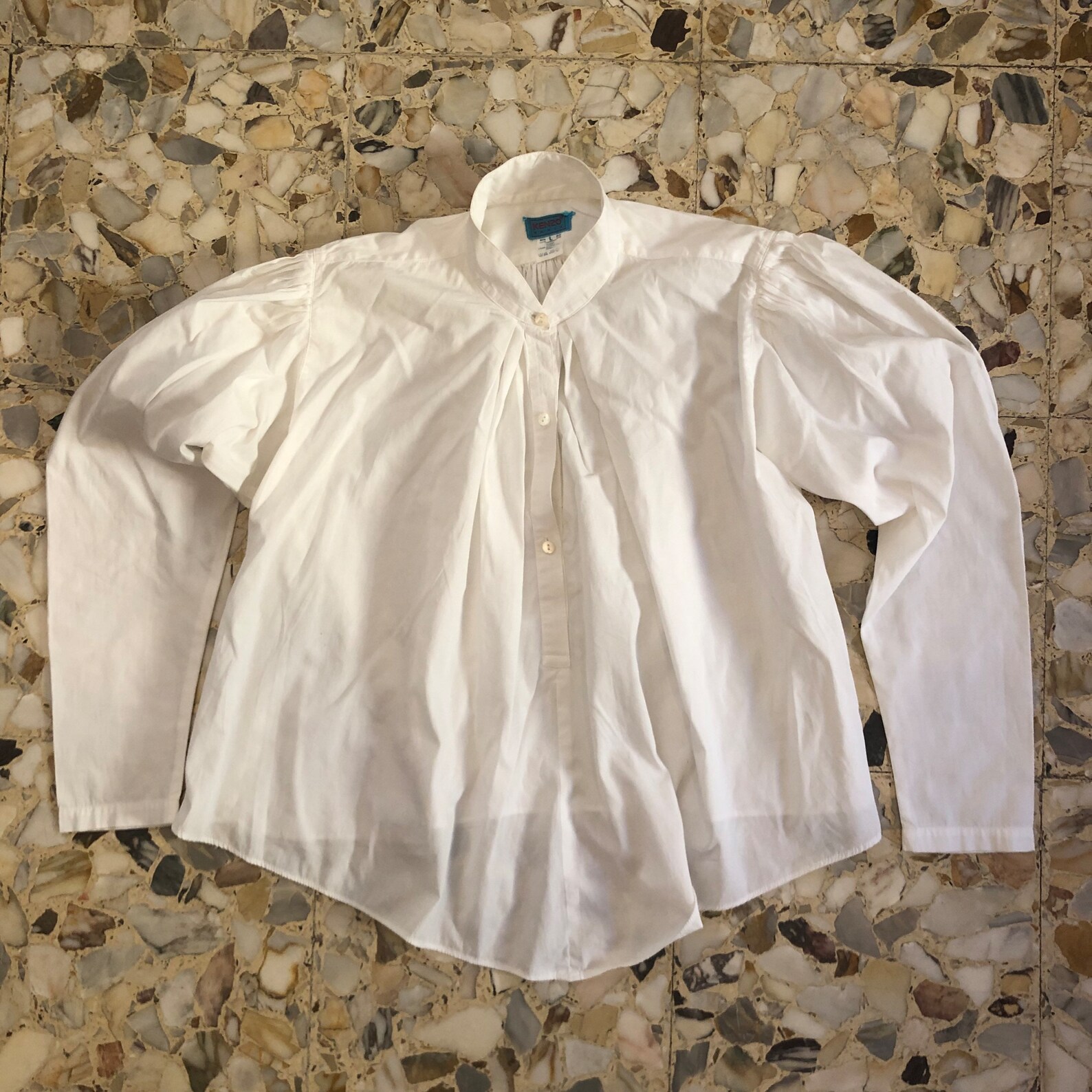 70s Kenzo White Cotton Large Peasant Blouse Wide Puff Sleeves - Etsy