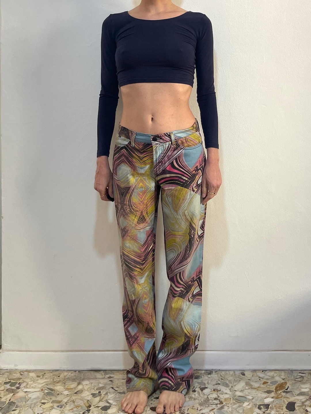 Y2K Cavalli Euro Trash Psychedelic Trippy Stretch Vintage Jeans ...