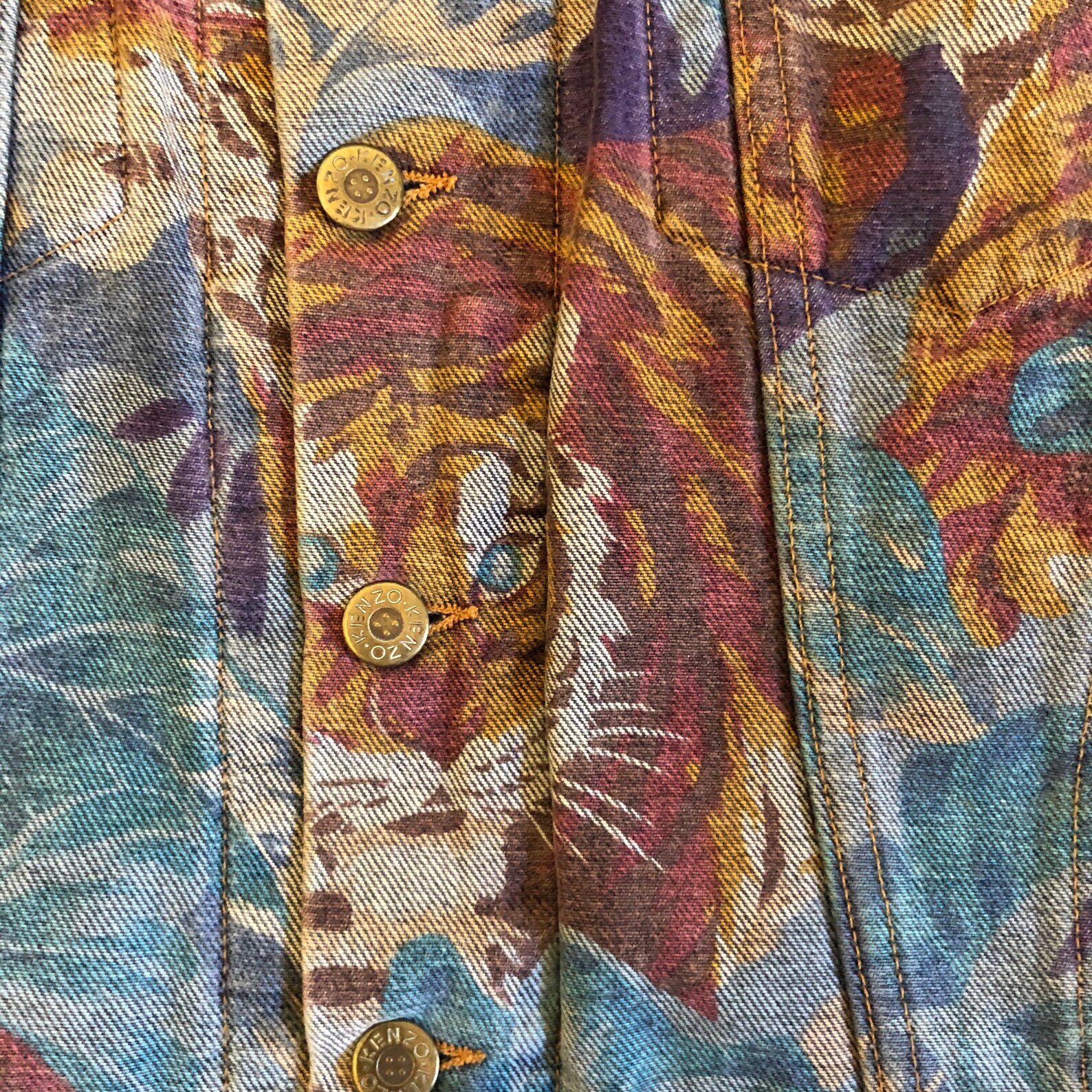 90s Kenzo Jeans Tiger All Over Animal Print Blue Jungle Denim Jeans ...