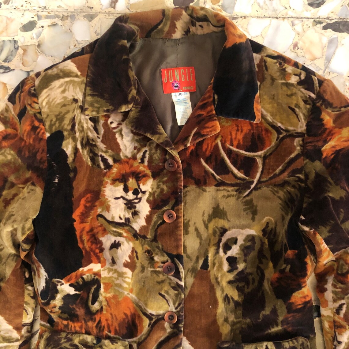 80s Kenzo Jungle Velvet Animal Print Blazer Bears Foxes Wolves - Etsy