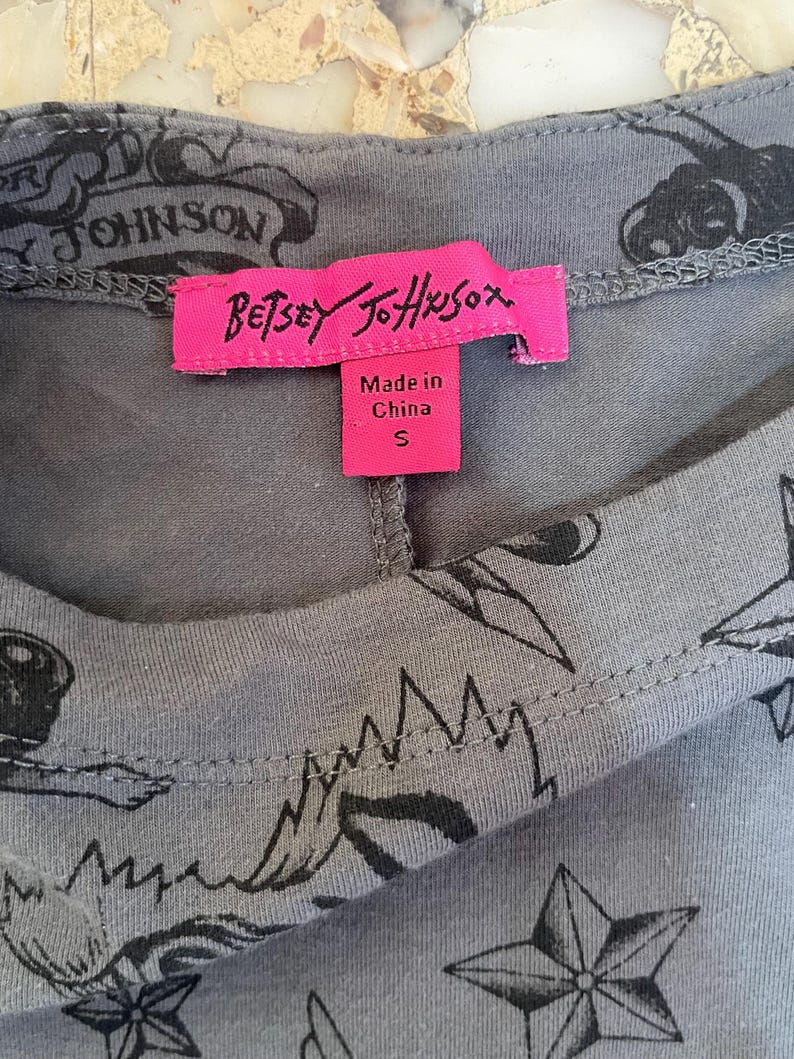 Y2K Betsey Johnson Tattoo Body Con Mark Mahoney Cotton Stretch Maxi ...