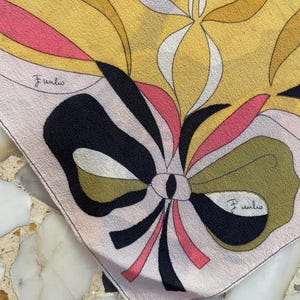 60s Pucci Sheer Silk Maxi Scarf Psychedelic Ribbons and Bows Mandala ...