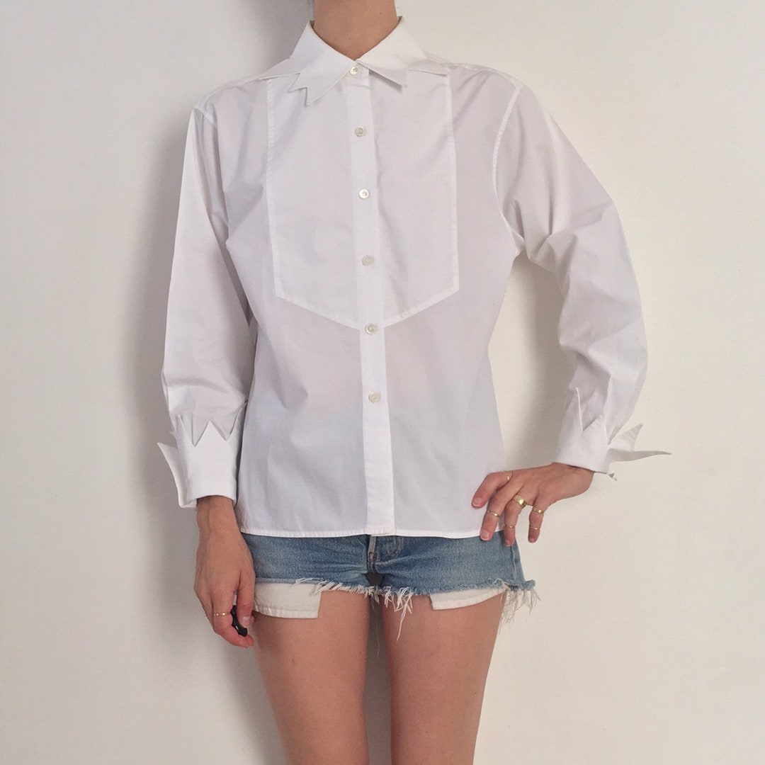 80s Kenzo Paris Asymmetrical Jester Collar and Cuffs White Cotton ...