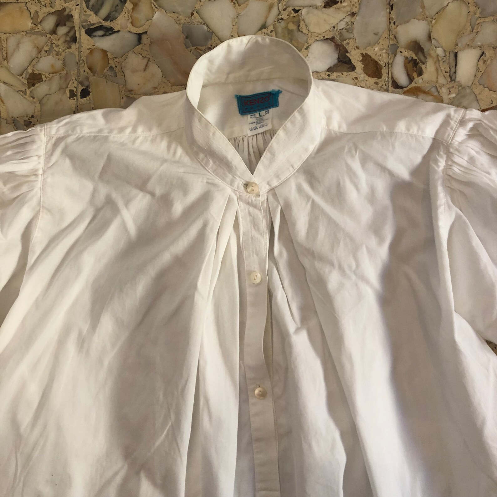 70s Kenzo White Cotton Large Peasant Blouse Wide Puff Sleeves - Etsy