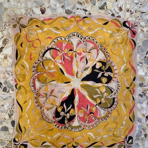 60s Pucci Sheer Silk Maxi Scarf Psychedelic Ribbons and Bows Mandala ...