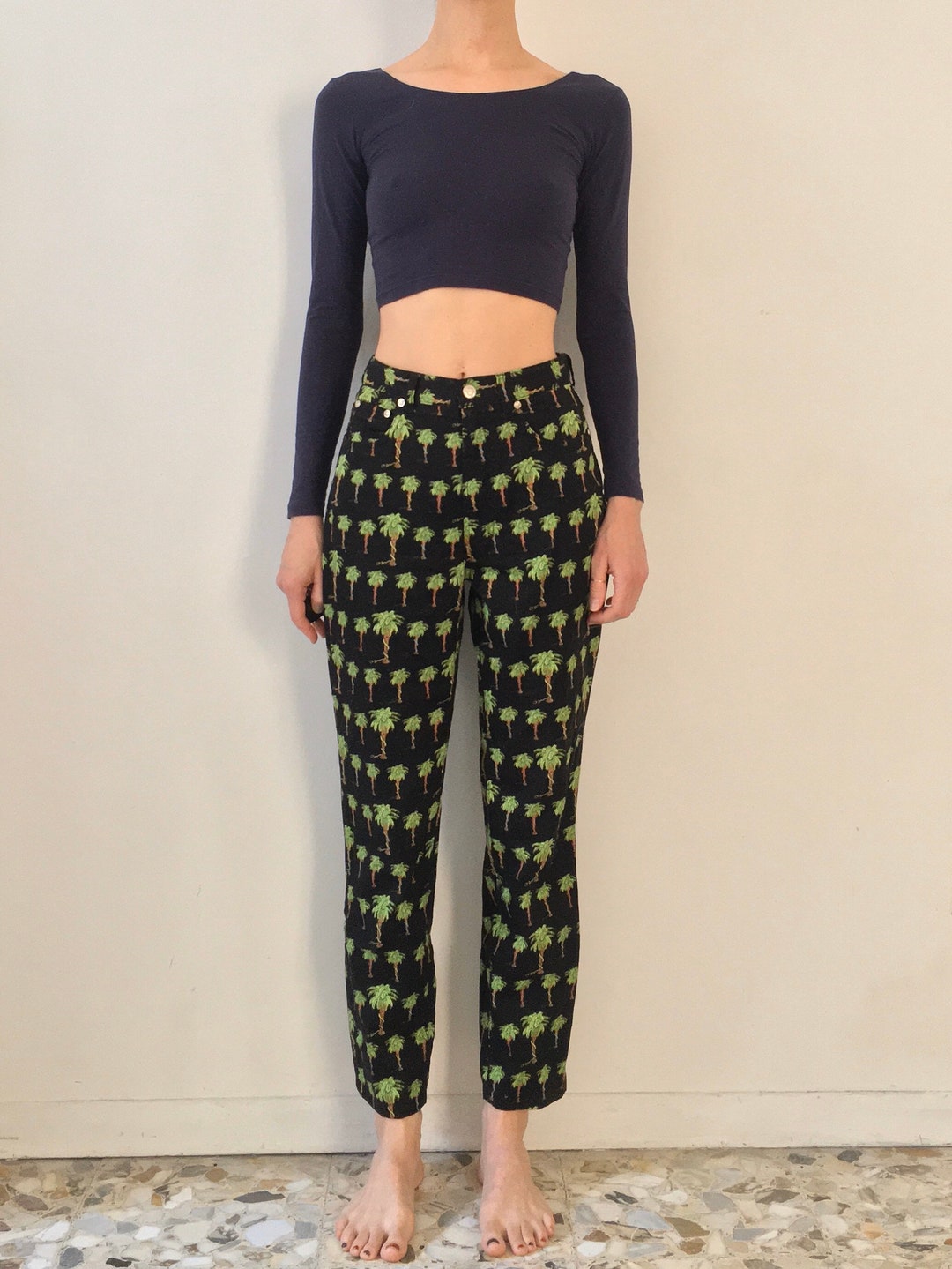 90s Versace Jeans Couture Palm Tree Garden of Eden Snakes Club Kid ...