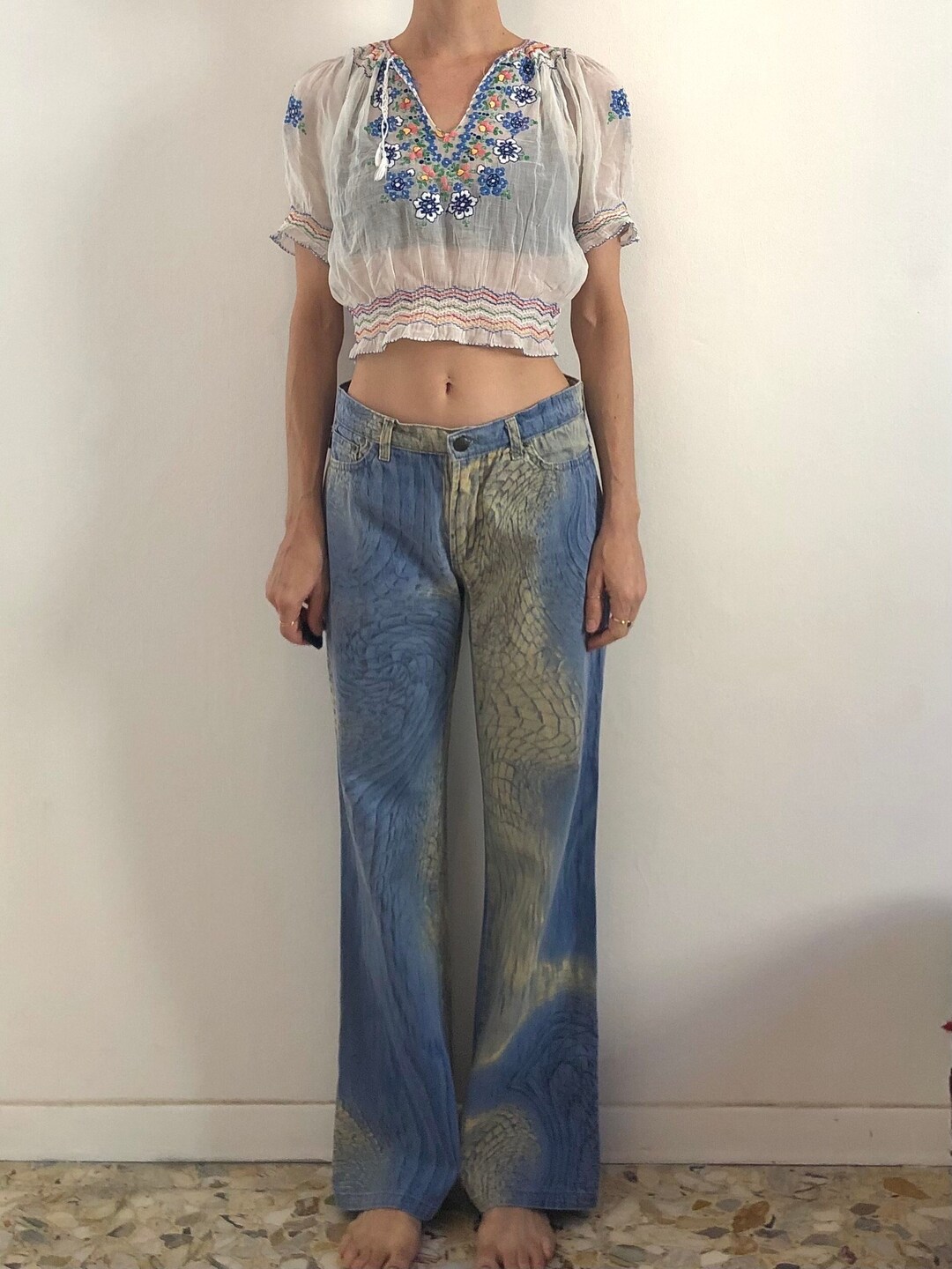 Y2K Cavalli Psychedelic Snake Skin Swirl Euro Trash Club Kid Jeans - Etsy