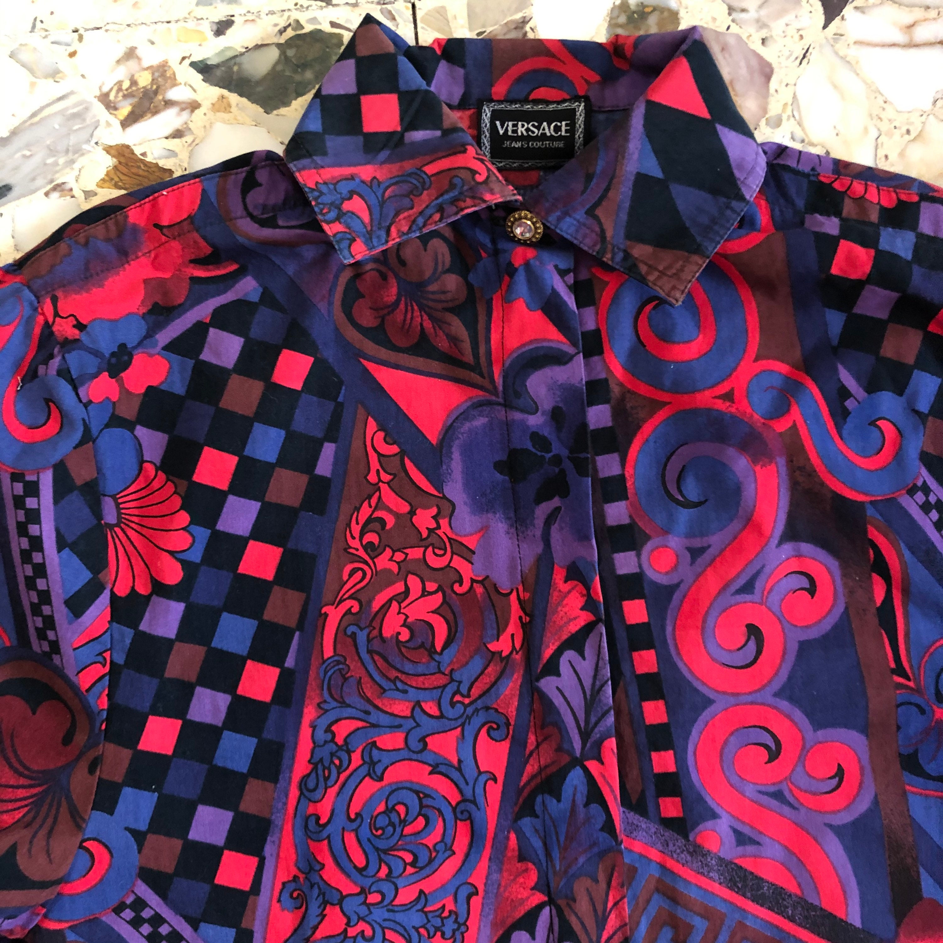 90's Versace Jeans Couture Supermodel Abstract Bright | Etsy