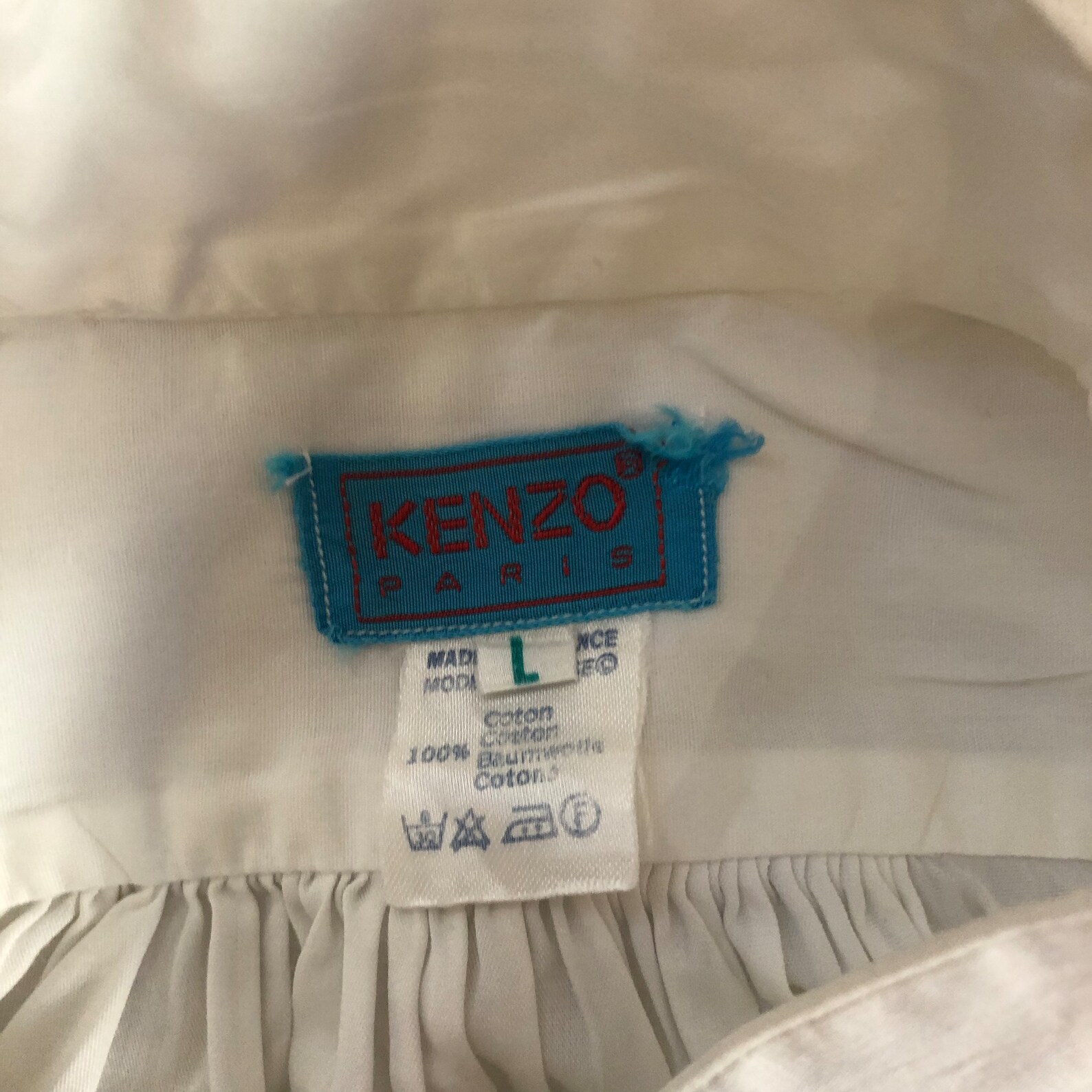 70s Kenzo White Cotton Large Peasant Blouse Wide Puff Sleeves - Etsy