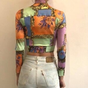 Y2K Euro Trash Club Kid Pop Art Color Block Cropped Stretch Jacket ...