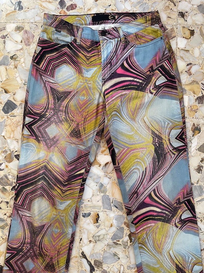 Y2K Cavalli Euro Trash Psychedelic Trippy Stretch Vintage Jeans ...