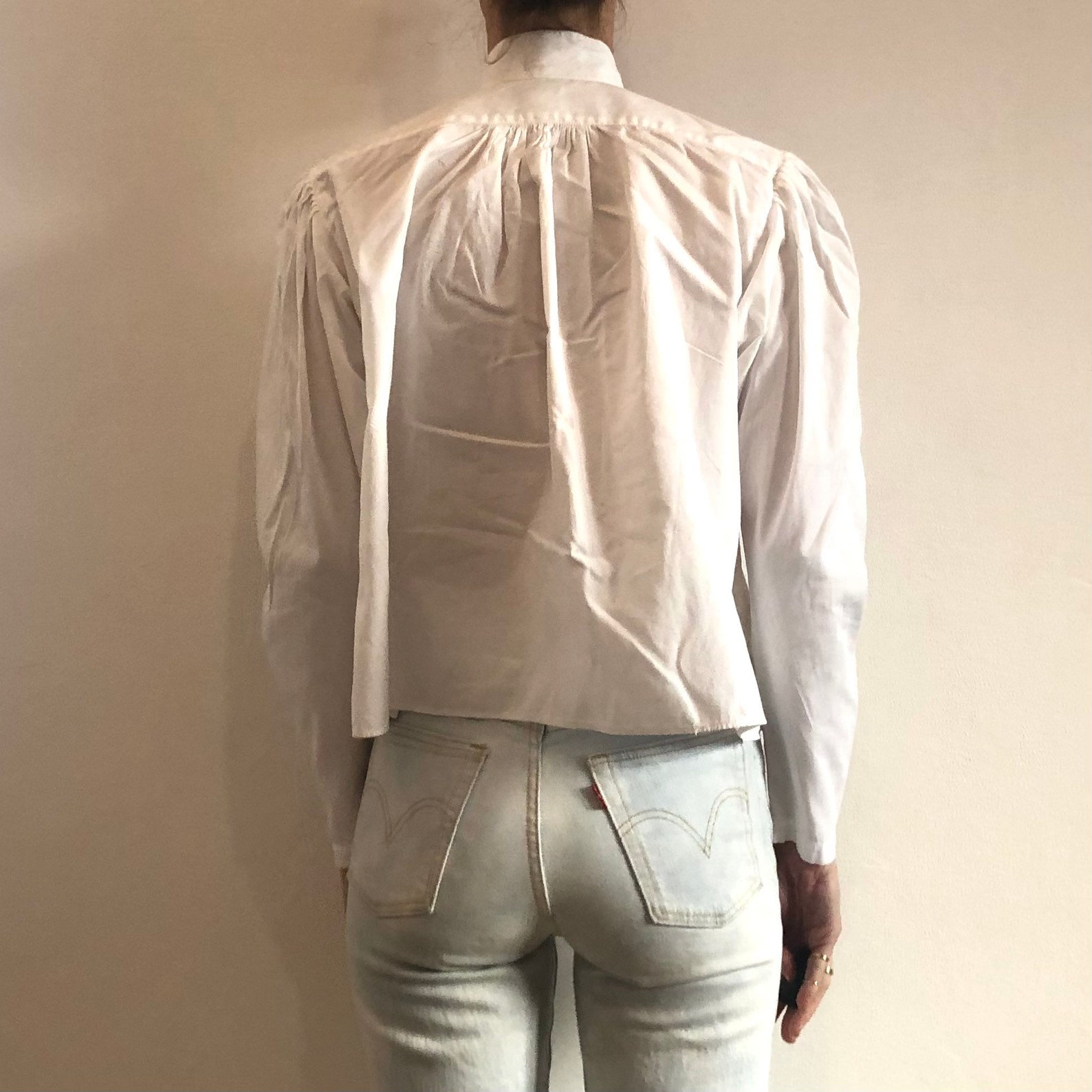 70s Kenzo White Cotton Large Peasant Blouse Wide Puff Sleeves - Etsy