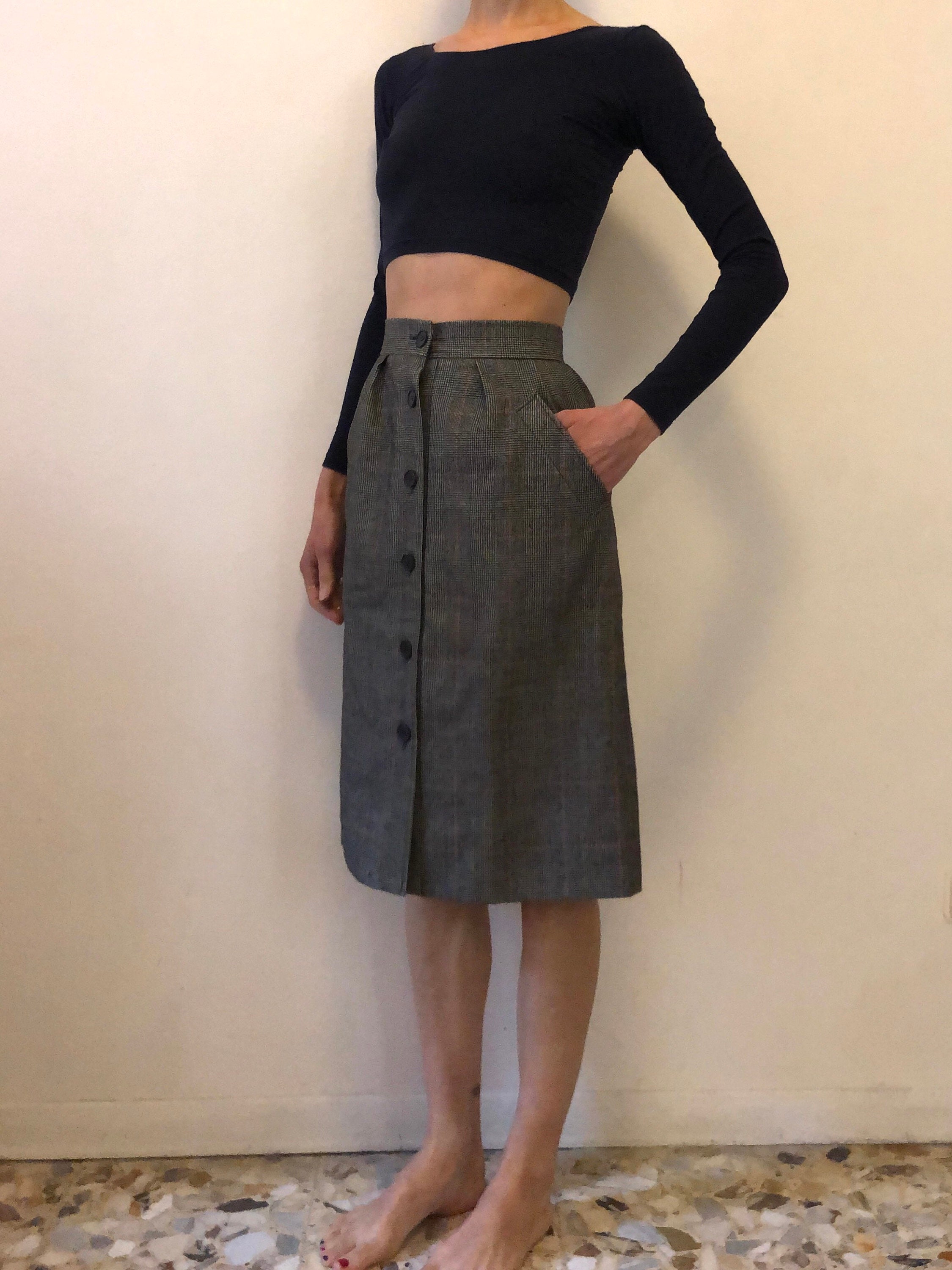 70s Yves Saint Laurent Variation Wool Plaid Houndstooth A 70s Yves Saint Laurent Variation Wool Plaid Houndstooth A