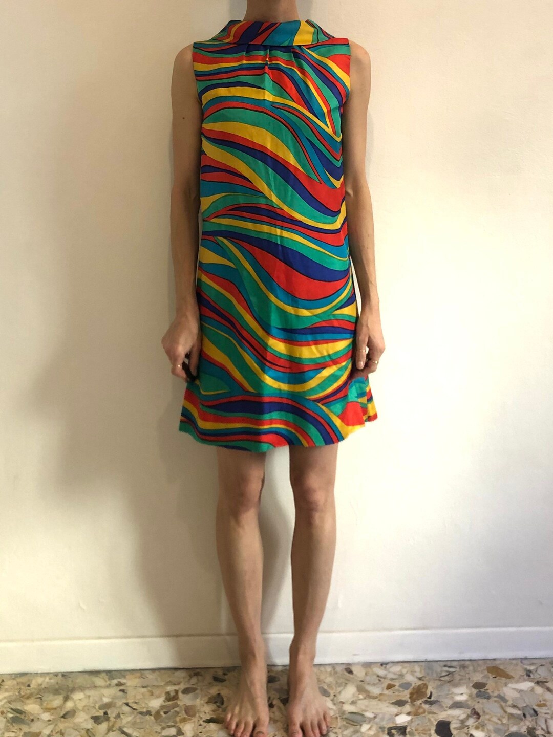 60s Silk Psychedelic Go-go Girl Fancy Cocktail Party Mini Dress - Etsy