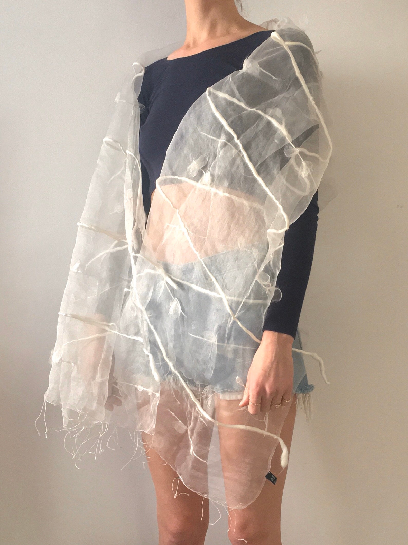 90s Silk Sheer Floral Abstract Maxi Shawl Wedding Boho Scarf - Etsy