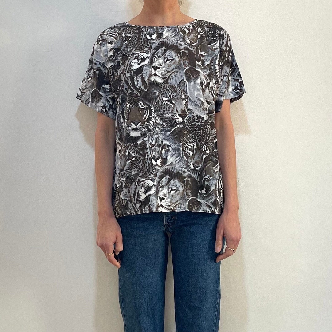 80s Kenzo Jungle Tiger Print Cotton Short Sleeve T Shirt Top - Etsy