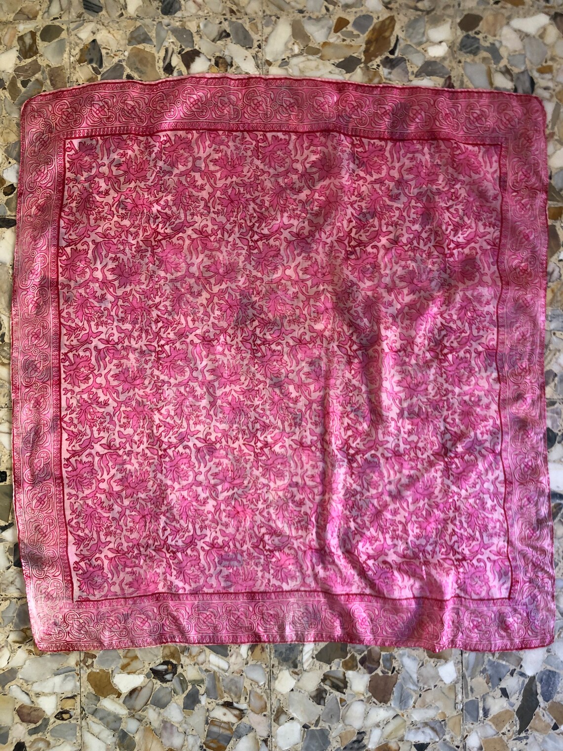 70's Silk Indian Gauze Block Print Hot Pink Boho Hippy - Etsy